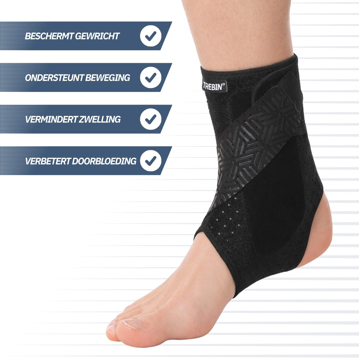 Trebin Enkelbrace met Fiber Versteviging | Zwart